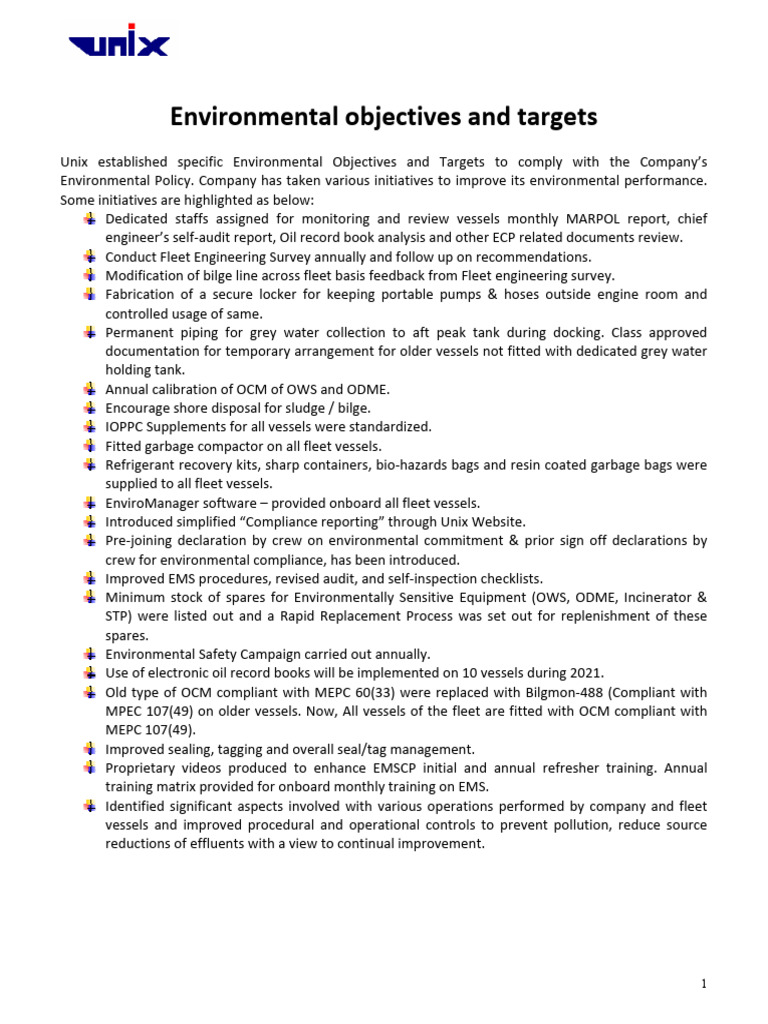 Environmental-objectives-and-targets | PDF | Efficient Energy Use