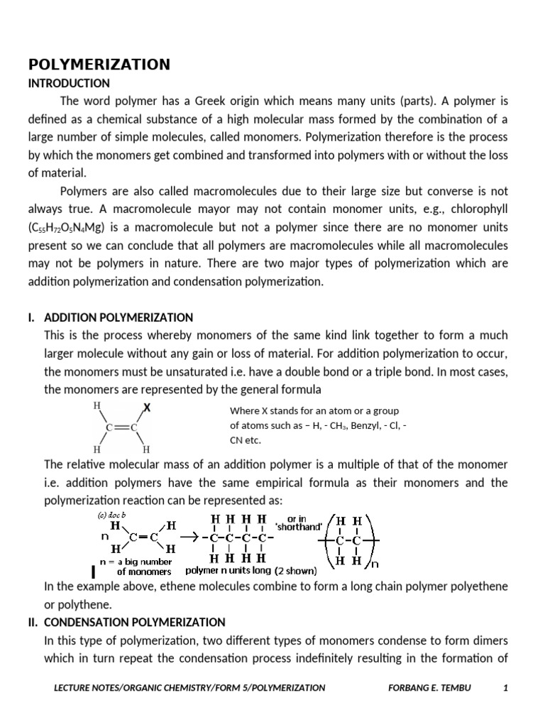 Form 5-Organic Chemistry Iii - 082509 | PDF | Polymers | Polymerization