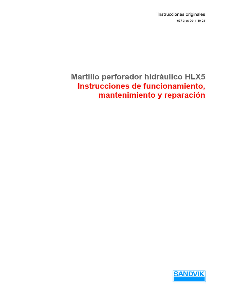 S03 - 1 Rock Drill HLX5 Oper-Maint-Repair - SP | PDF | Tornillo | Rodamiento (Mecánico)