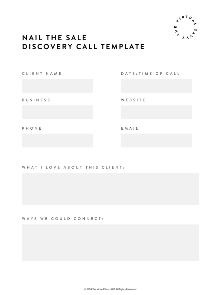 Nail The Sale Discovery Call Template | PDF
