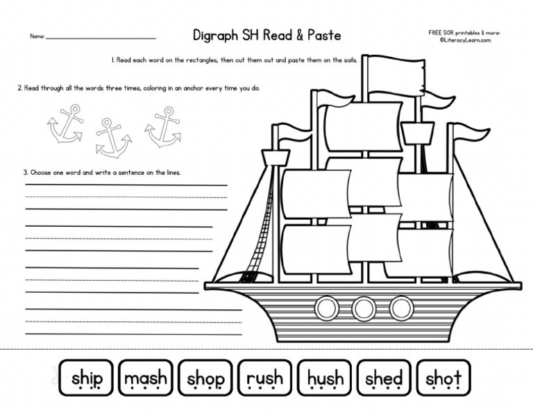 Digraph-Sh-Worksheet-LiteracyLearn | PDF