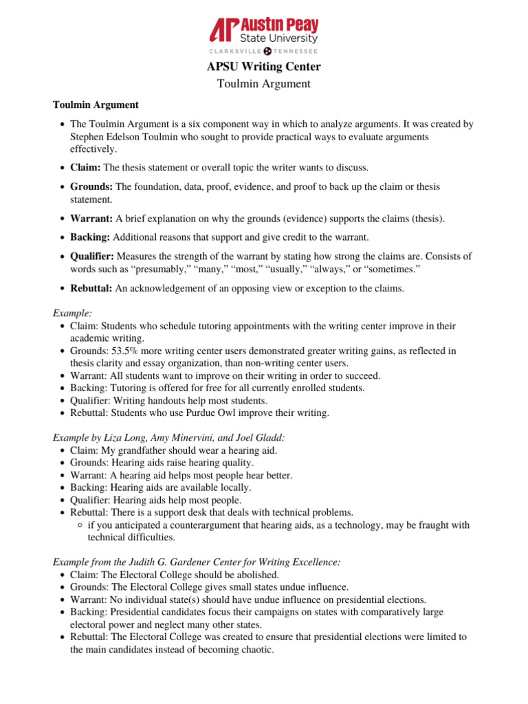 Toulmin Argument Handout 2023 Pdf Thesis
