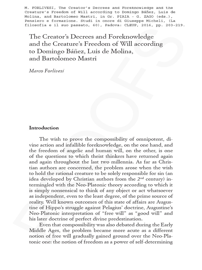 The Creator S Decrees and Foreknowledge | PDF | Predestination | Grace In Christianity