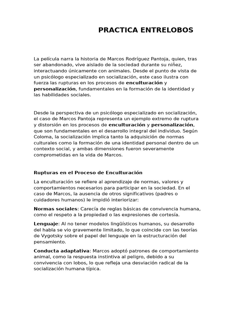 Practica Entrelobos | PDF | Socialización | Las emociones