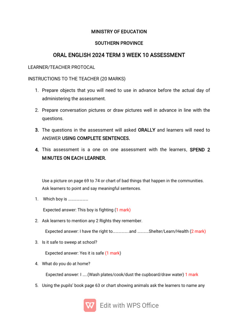 Oral English Week 10 2024 | PDF