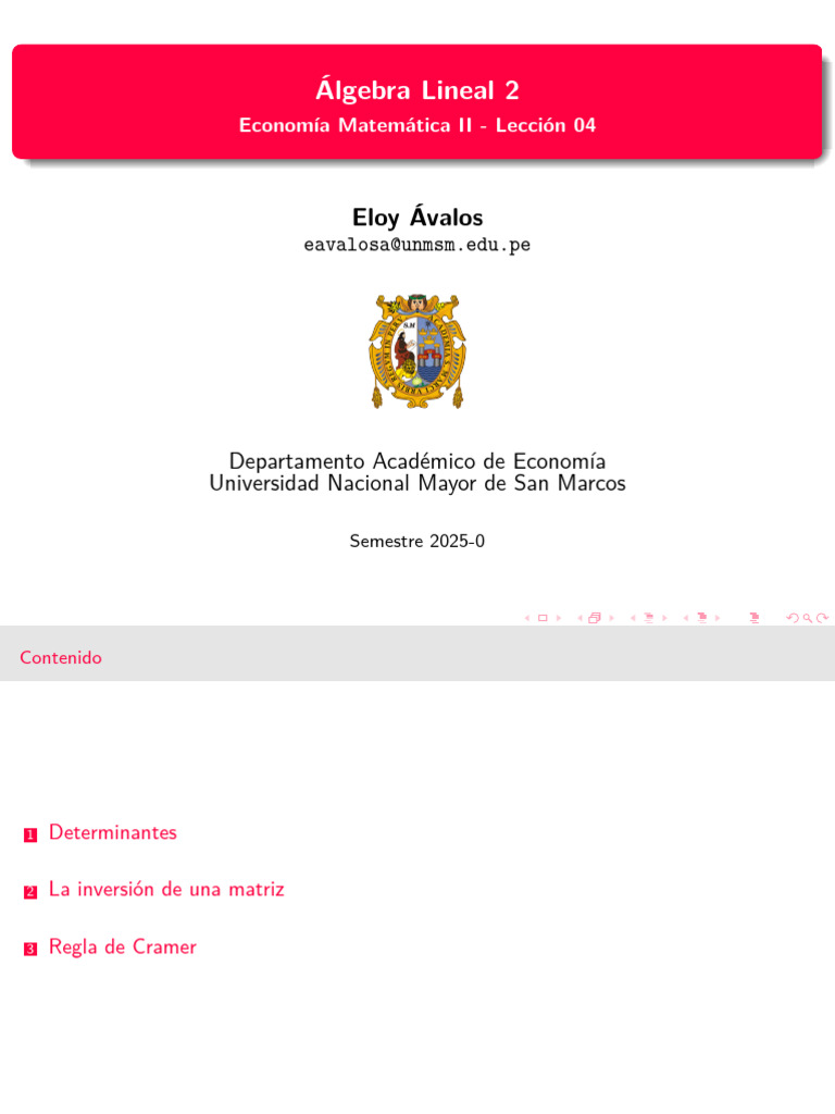 Mat2-L4 25 0 | PDF | Determinante | Matriz (Matemáticas)