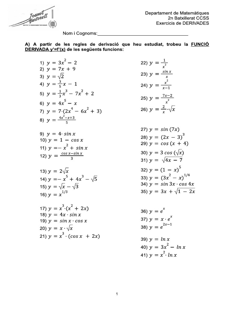 Derivades I I II | PDF