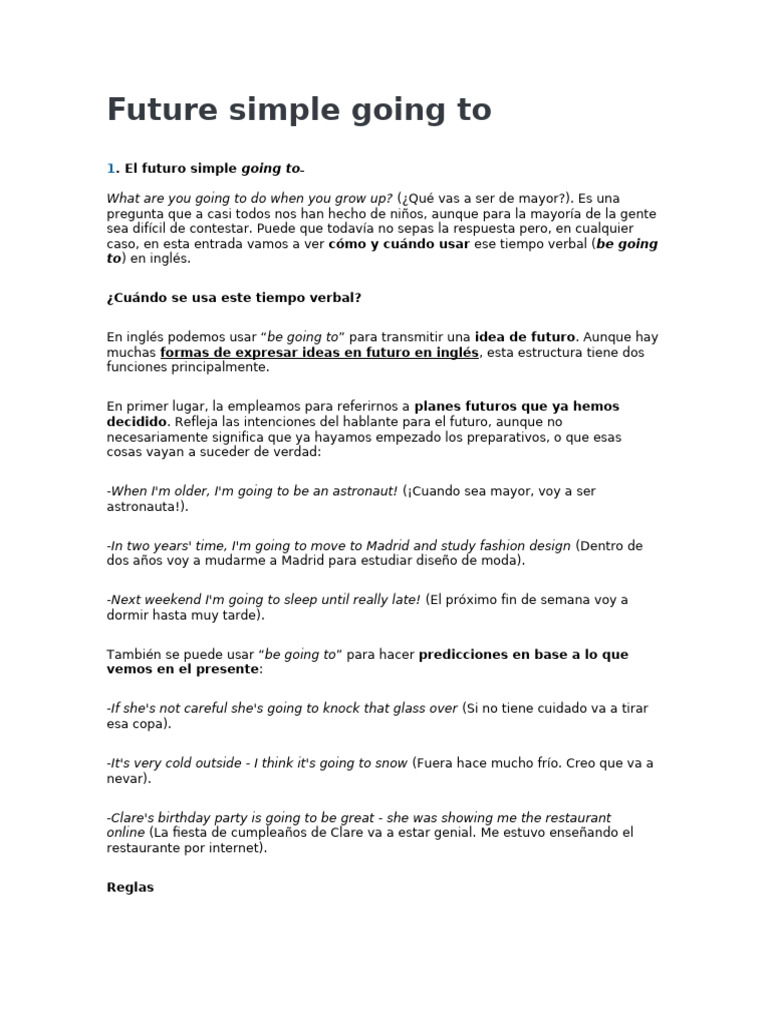 Future Simple Going To Respondido | PDF