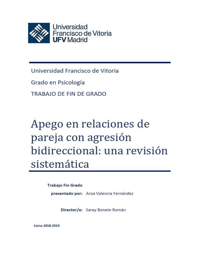 TFG, Aroa Valencia 9.4 | PDF | Teoría de apego | Violencia