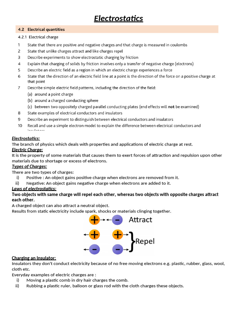 Electrostatics(1) | PDF | Electric Charge | Electron