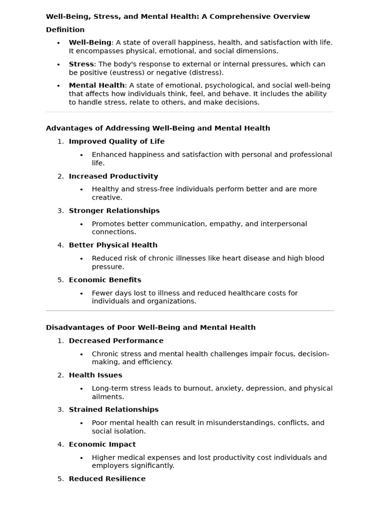 Well-being | PDF | Mental Health | Stress (Biology)