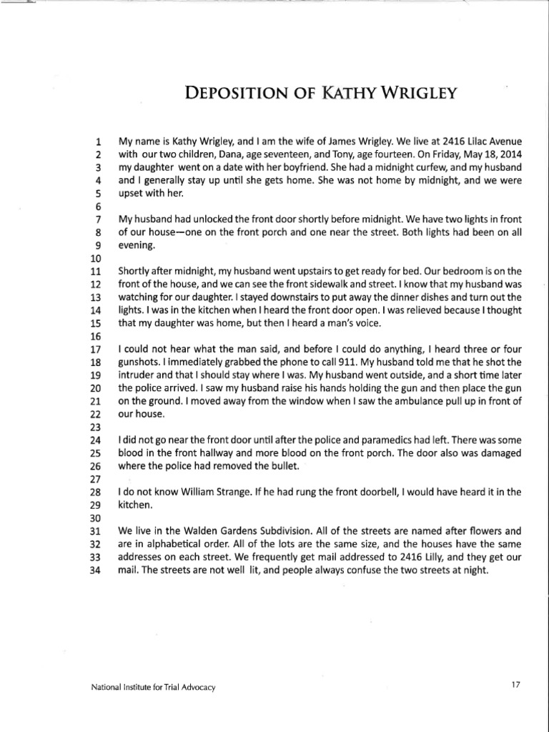 Deposition of Kathy Wrigley | PDF