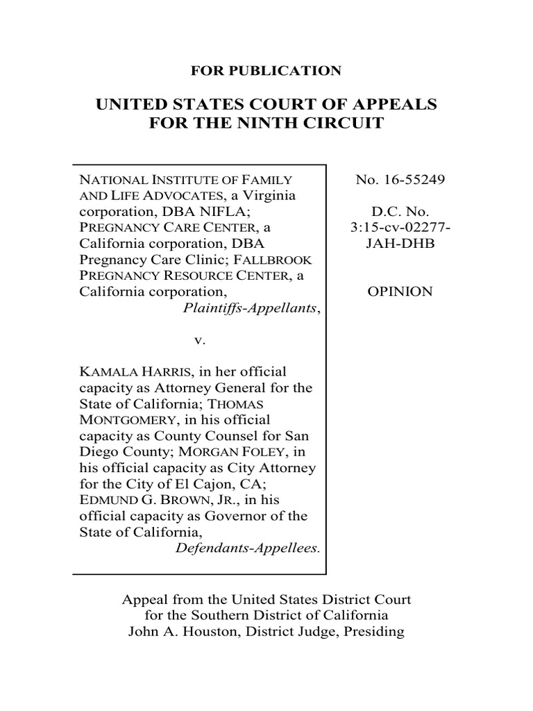 NIFLA v. Harris: Court Ruling Summary | PDF | Intermediate Scrutiny ...