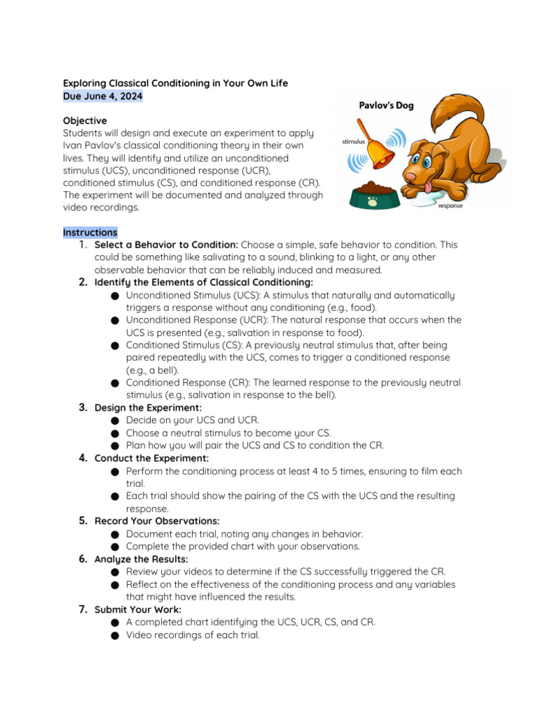 Exploring Classical Conditioning in Your Own Life | PDF | Classical ...
