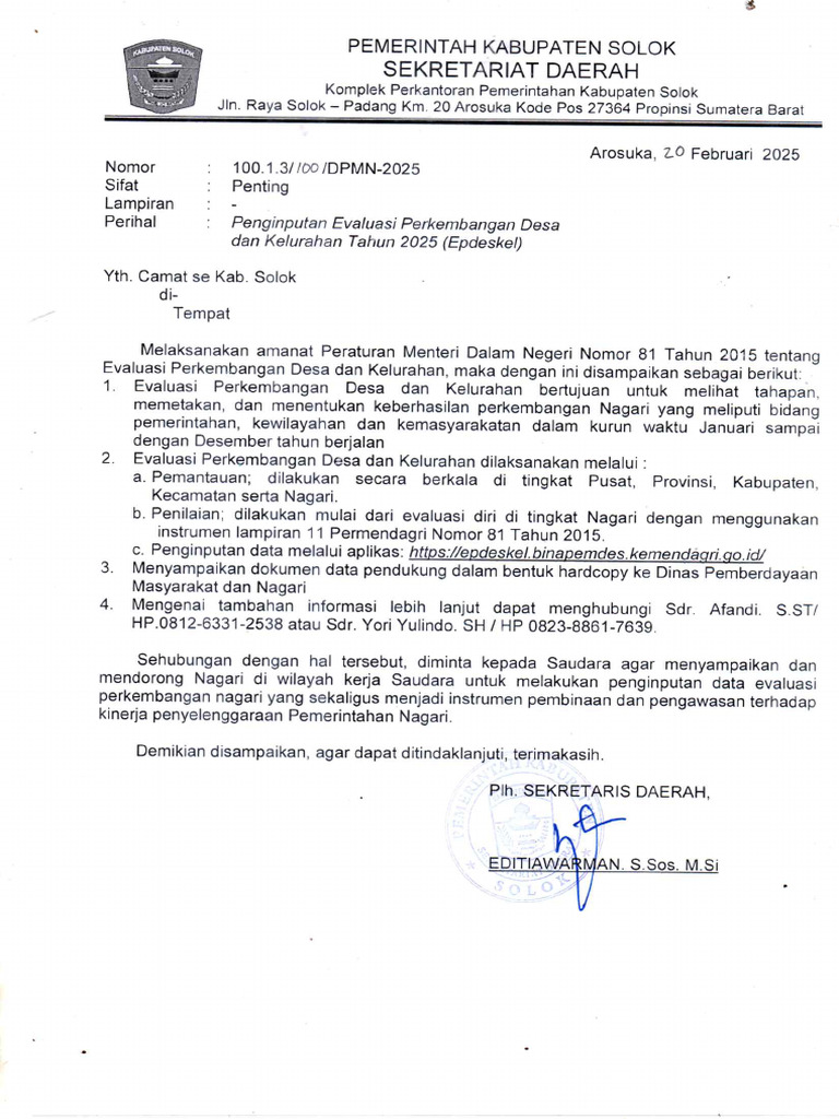 Surat Epdeskel 2025 | PDF