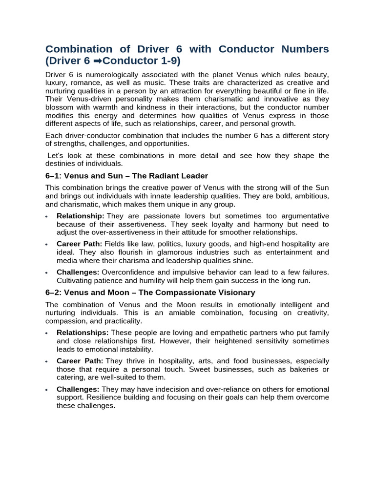 Combination of Driver 6 With Conductor Numbers | PDF | Leadership ...