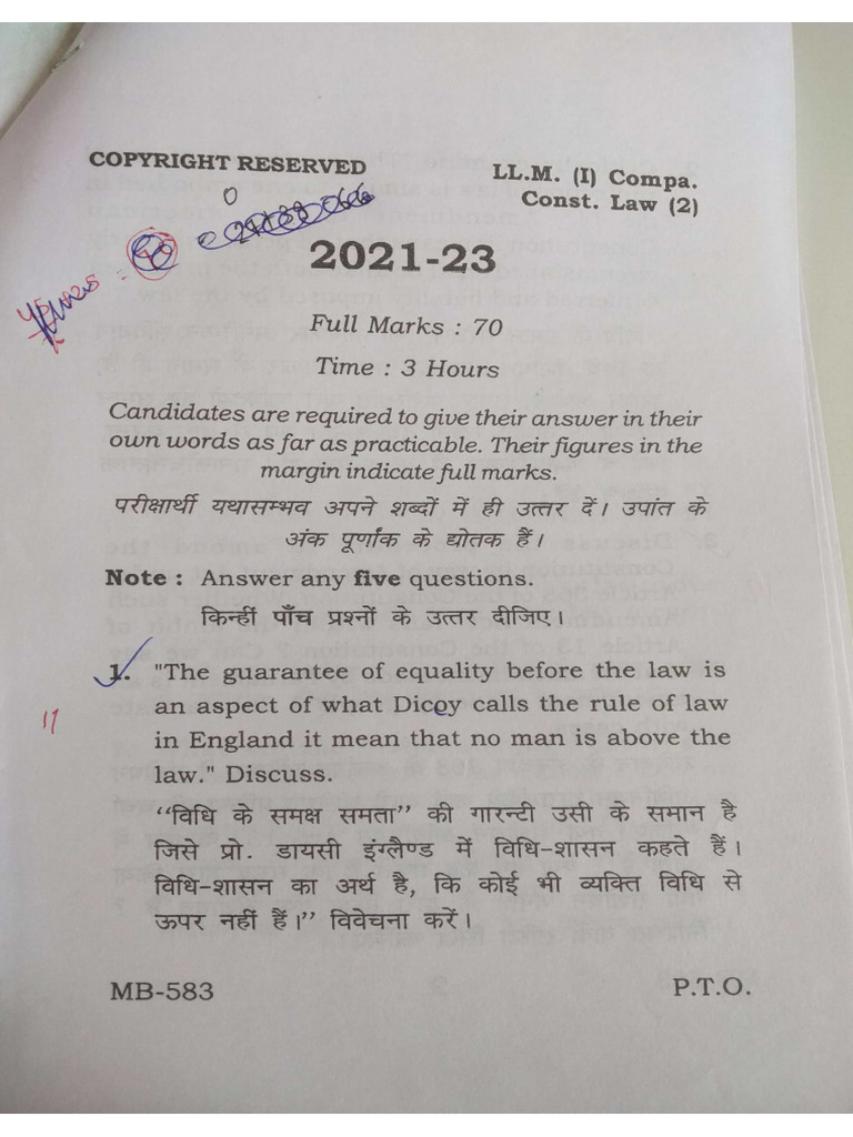 LLM 1st Semester Question Papers | PDF