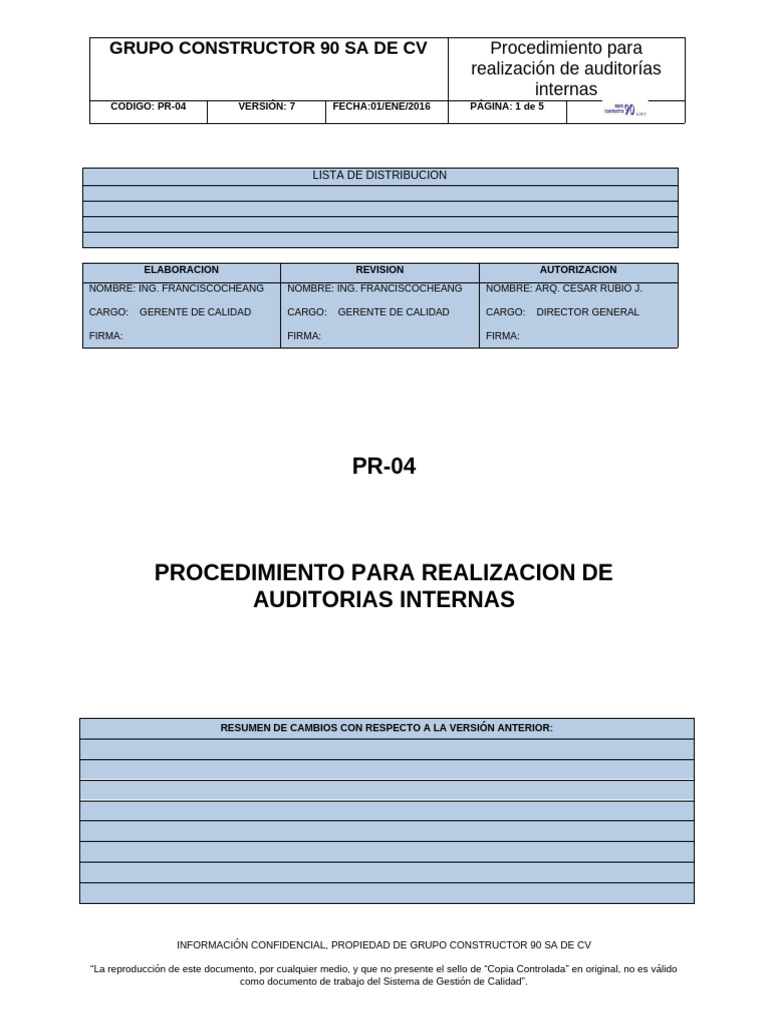 Procedimiento de Auditorías Internas SGC | PDF | Auditoría | Sistema de ...