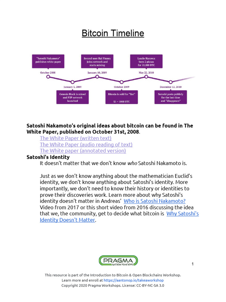 Sect 2 Bitcoin Timeline Intro Workshop | PDF