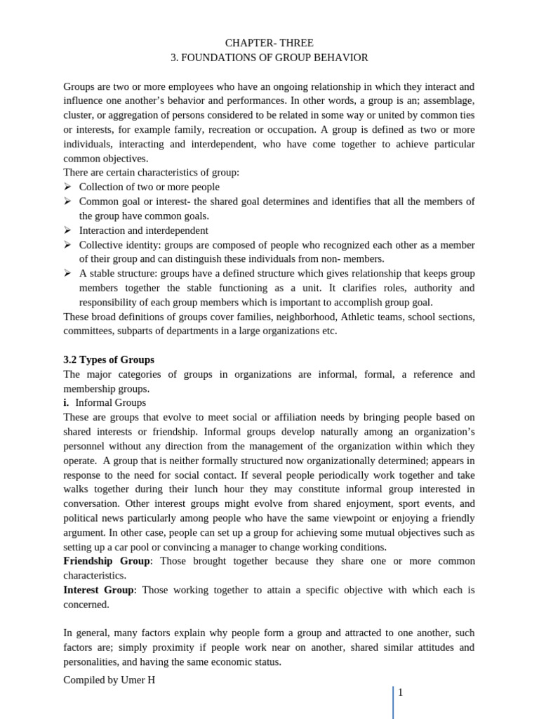 CH 3 Group Behavior Edited | PDF | Leadership | Goal