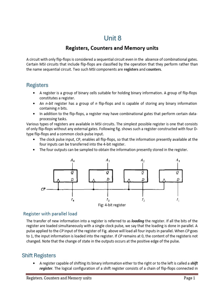 Registers, Counters and Memoru Unit | PDF | Digital Technology ...