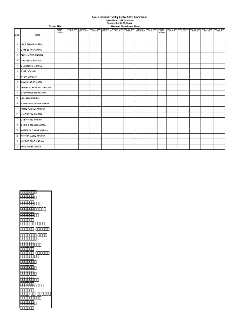 EIM Attendence (CVDP) ( (Class 01-15) ) | PDF
