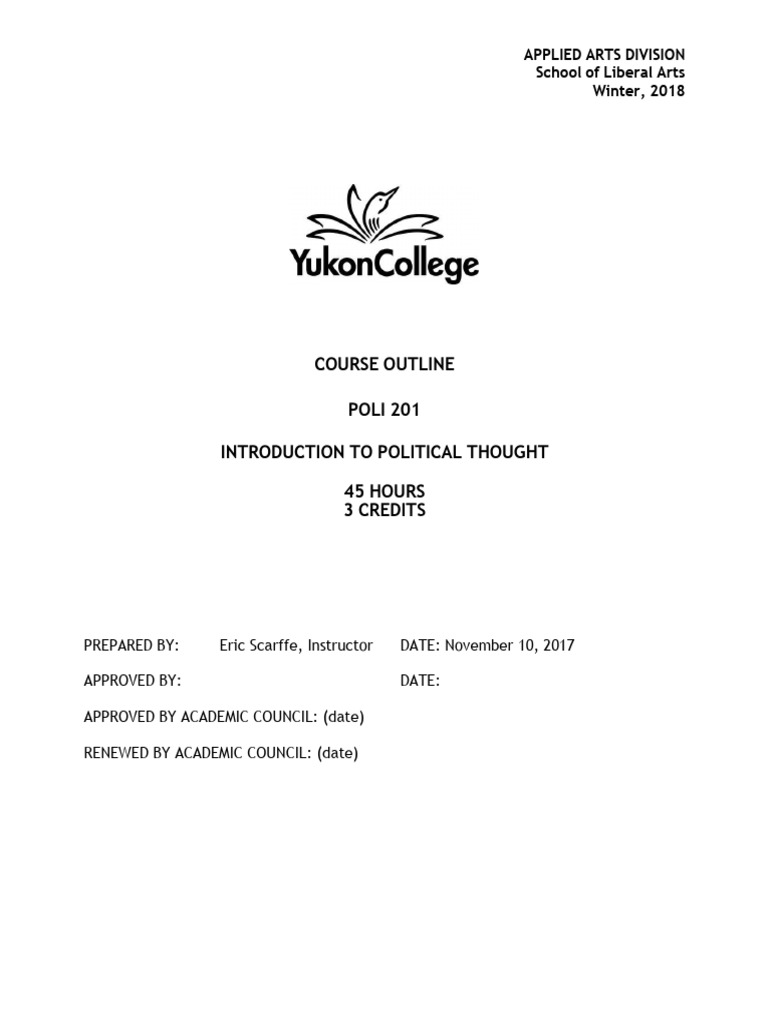 W18 Poli 201 Scarffe Course Outline | PDF | Political Philosophy ...