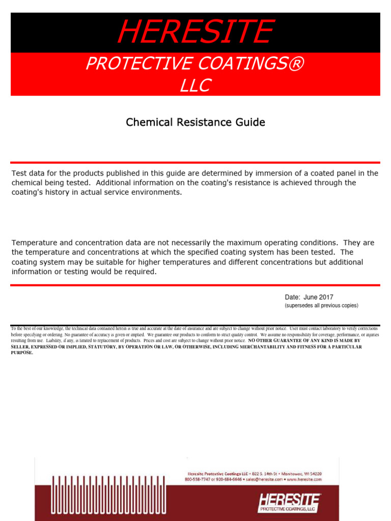 Chemical Resistance Guide June 2017 | PDF | Ammonium | Sodium Carbonate