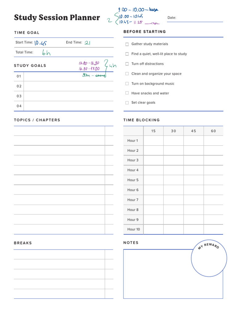 Effective Study Session Planner | PDF