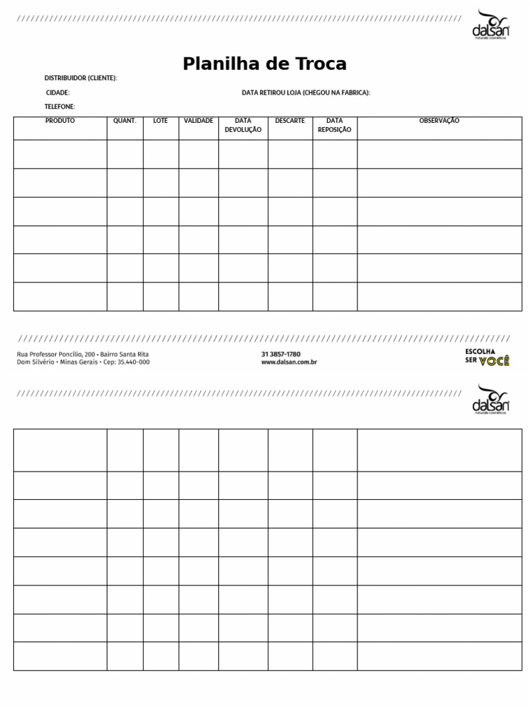 Planilha de Troca | PDF