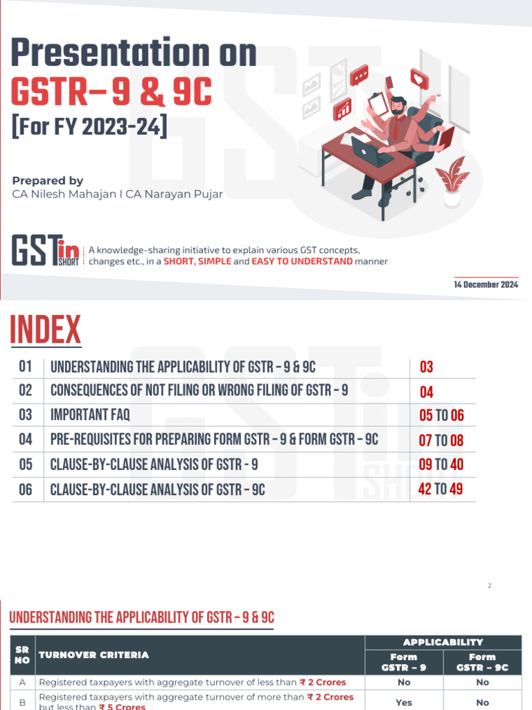 Presentation on GSTR - 9 & 9C by GSTinSHORT | PDF | Taxes | Debits And ...