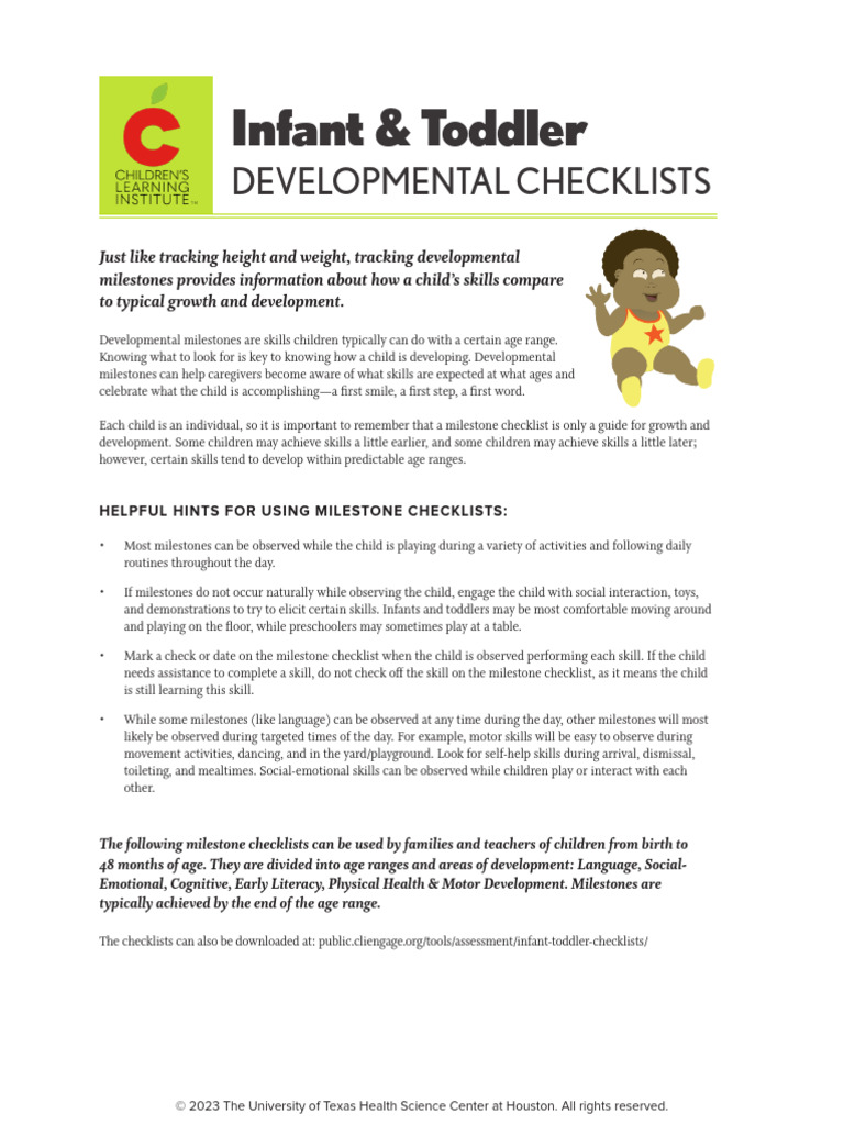 Infant Toddler Developmental Milestones | PDF | Child Development | Toddler