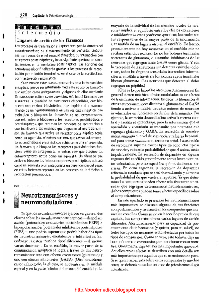 Cap 4. Neurotransmisores. Fisiologia de La Conducta de Carlson | PDF