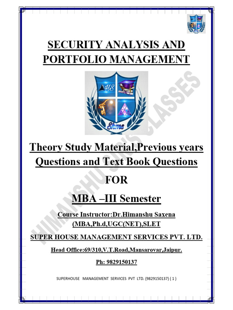 SAPM 2024 | PDF | Bonds (Finance) | Securities (Finance)