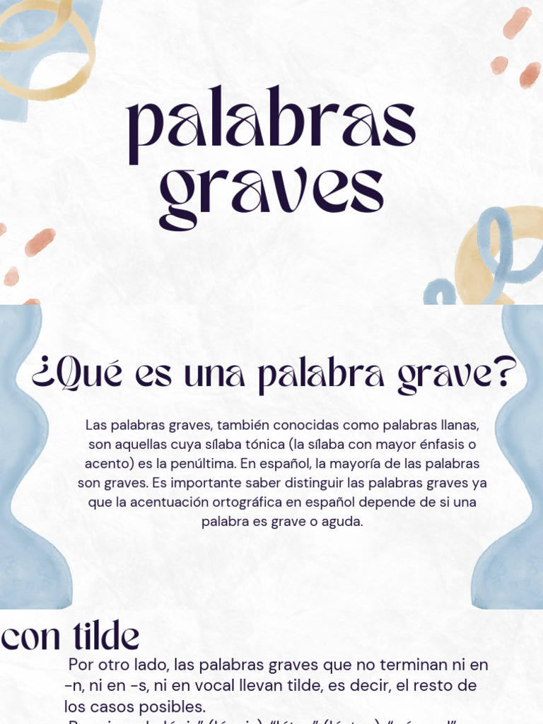 Definición de palabras graves en español | PDF | Fonética | Lingüística