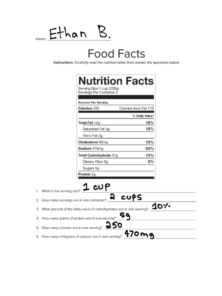 Attachment - PDF - Fill Out Nutrition Label Practice | PDF