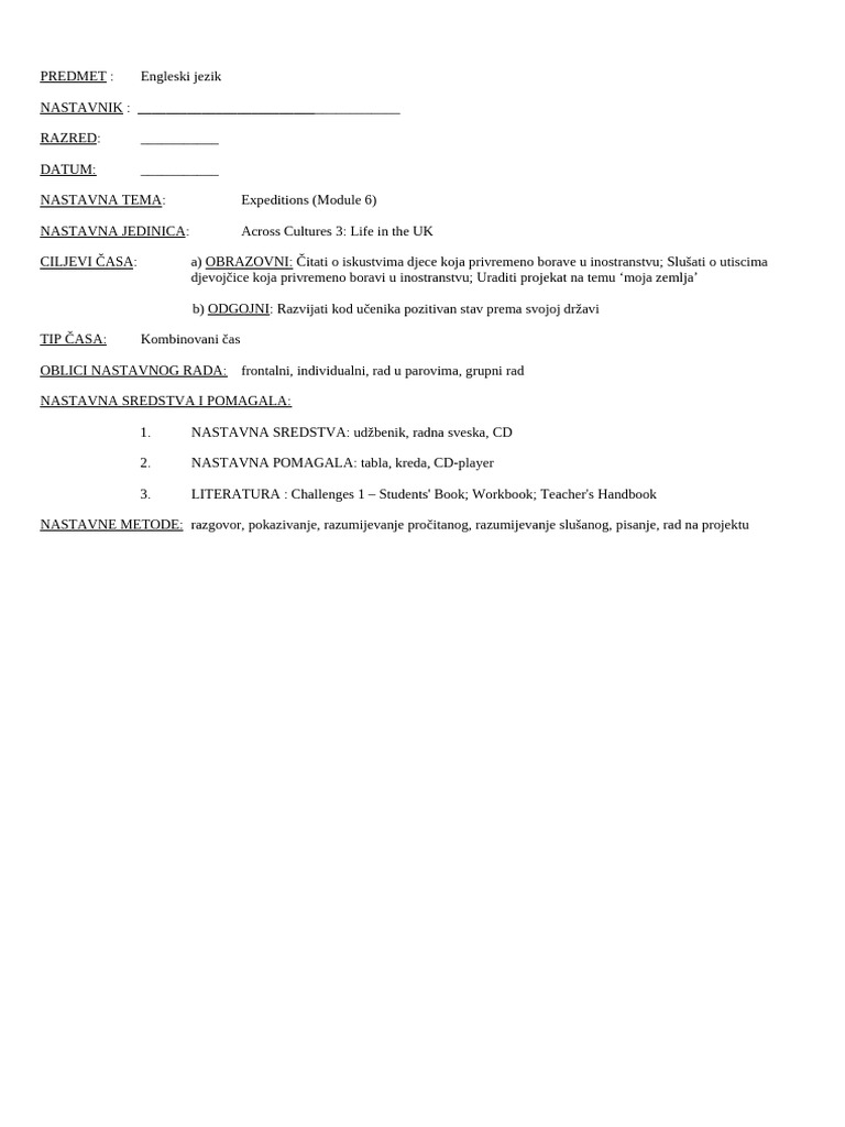 Challenges 1, Module 6 Lesson 4 Across Cultures 3 | PDF