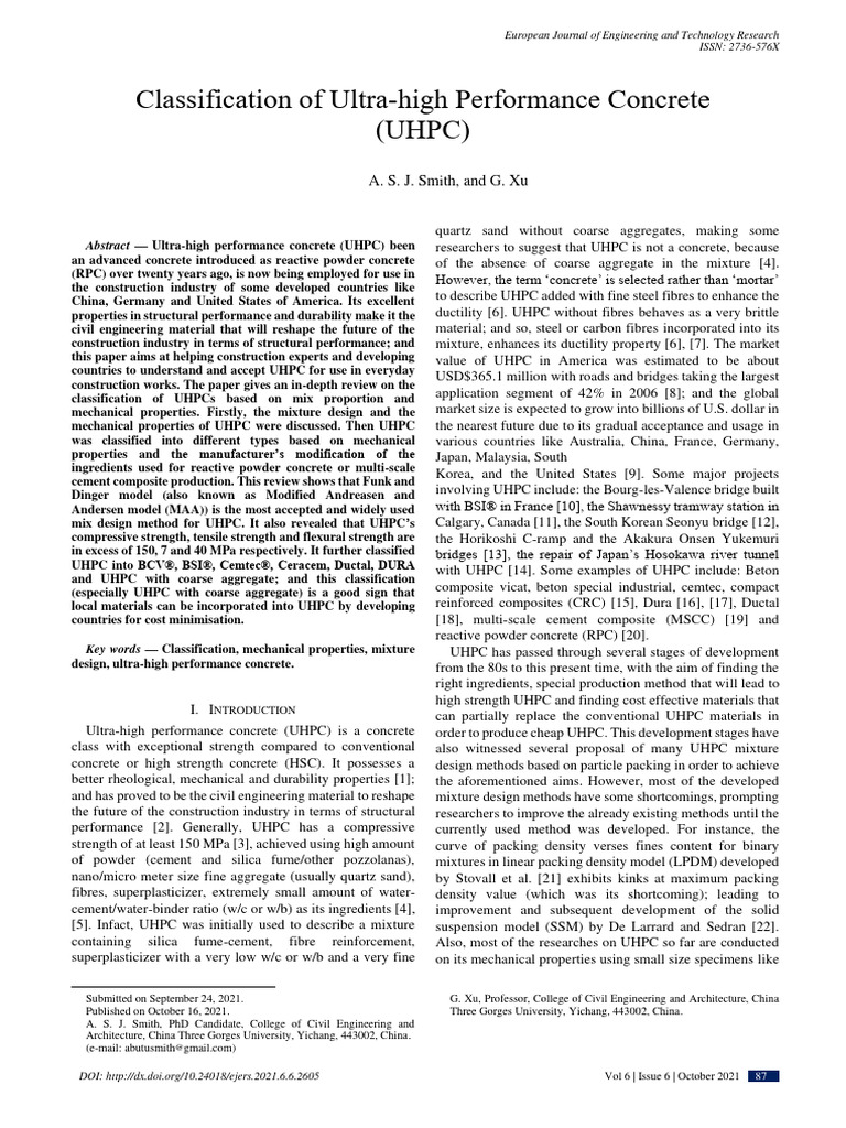 Classification of Ultra High Performance | PDF | Concrete | Porosity