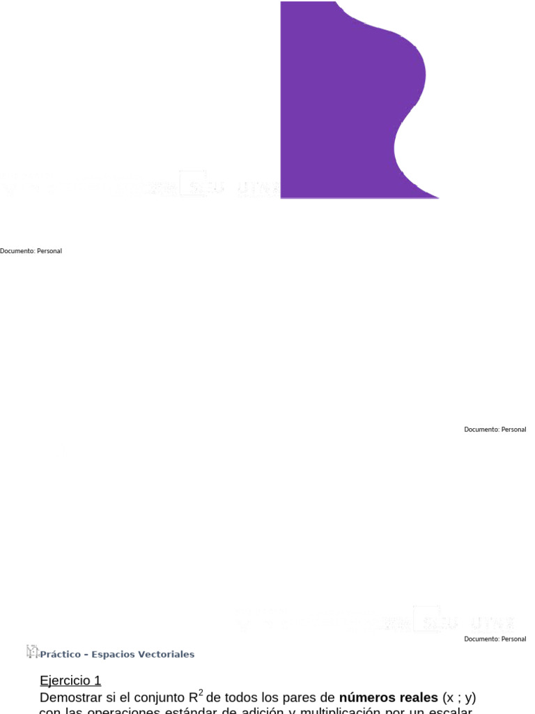 Práctico - Unidad N°5 - Espacios Vectoriales. Clase 1 | PDF | Espacio vectorial | Vector Euclidiano