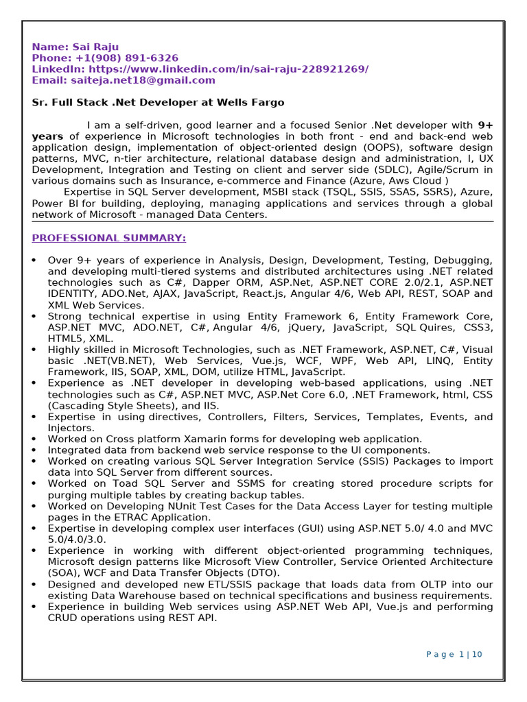Sai Raju Net Developer 2023 Pdf Microsoft Sql Server J Query