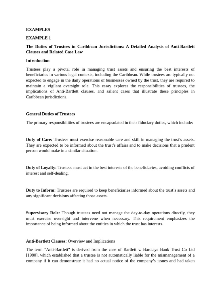 EXAMPLES | PDF | Fiduciary | Trustee