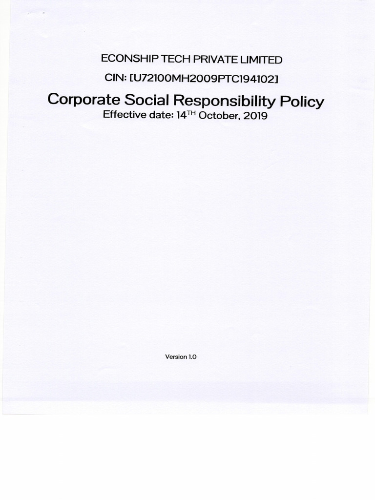 CSR Policy | PDF