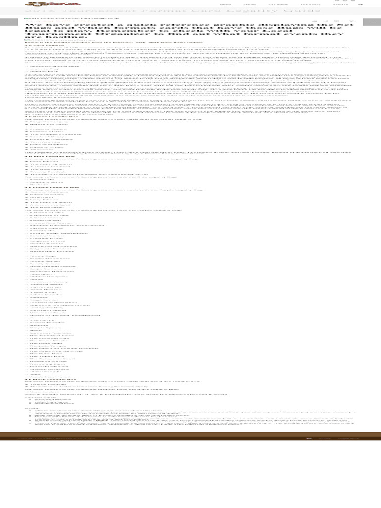 2015 Tournament Format Card Legality Guide - Legend of The Five Rings | PDF