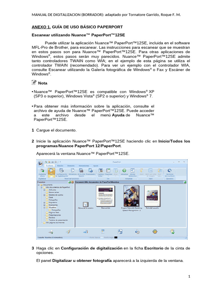 ANEXO 1 Guia de Uso Básico PaperPort | PDF | Escáner de imagen | Informática