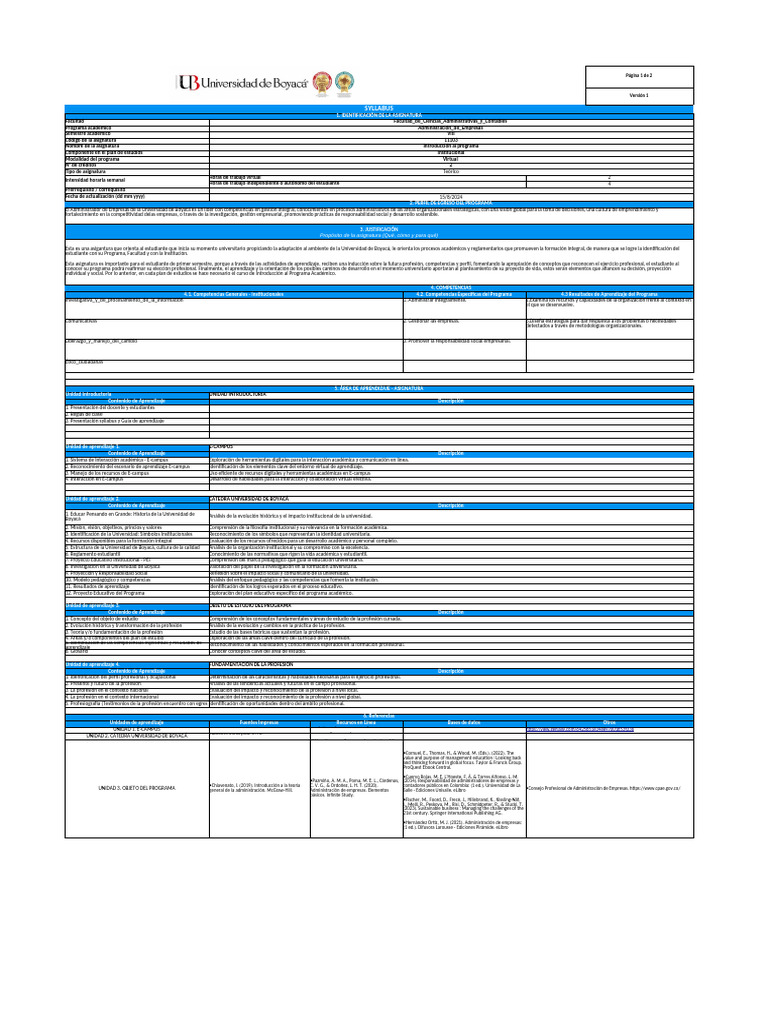 Syllabus INTRODUCCION AL PROGRAMA | PDF | Aprendizaje | Pedagogía