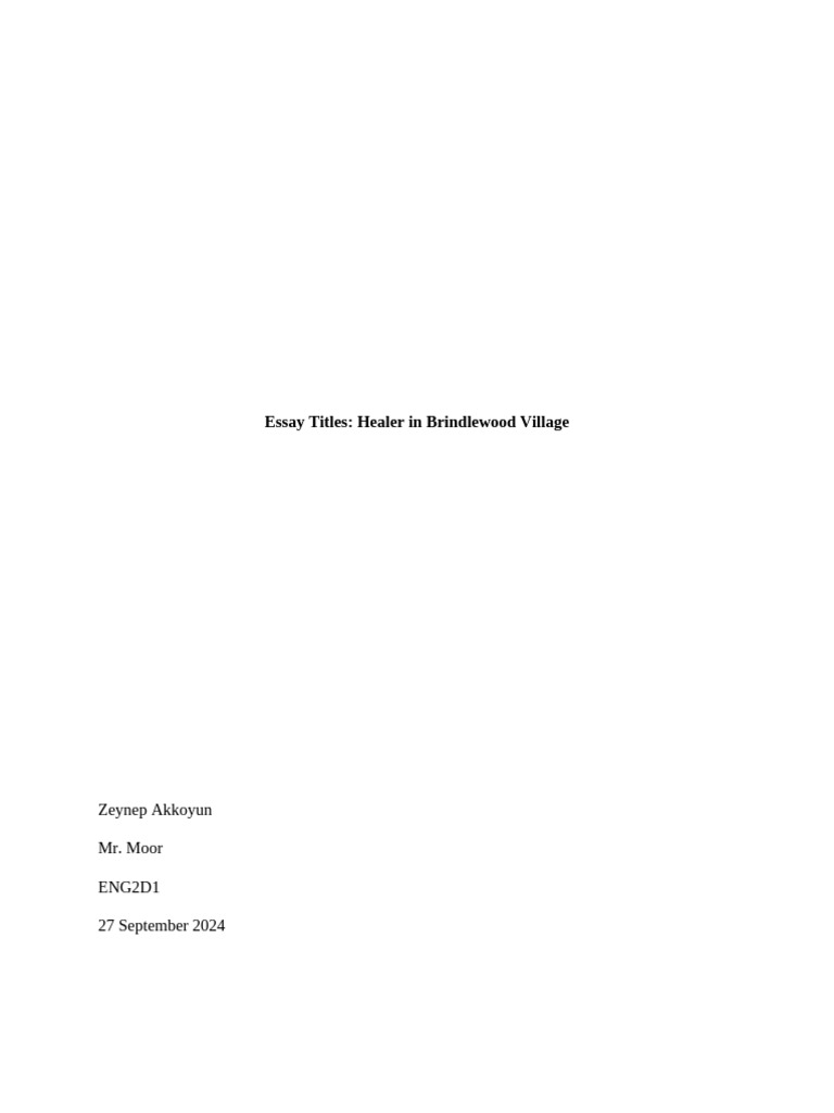 DW2 - Healer in Brindlewood Village - Zeynep Akkoyun | PDF