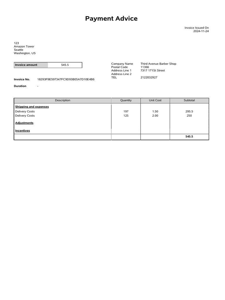 Payment Advice: Invoice Amount | PDF