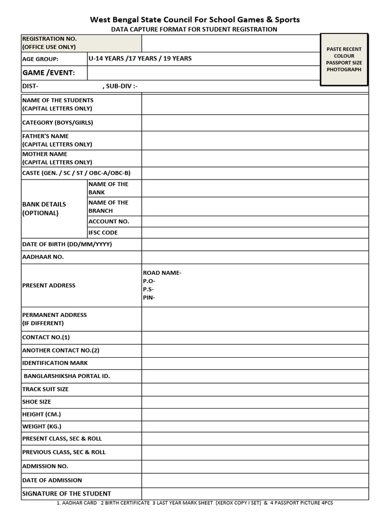 DCF Form 2024 For New Student Registration | PDF
