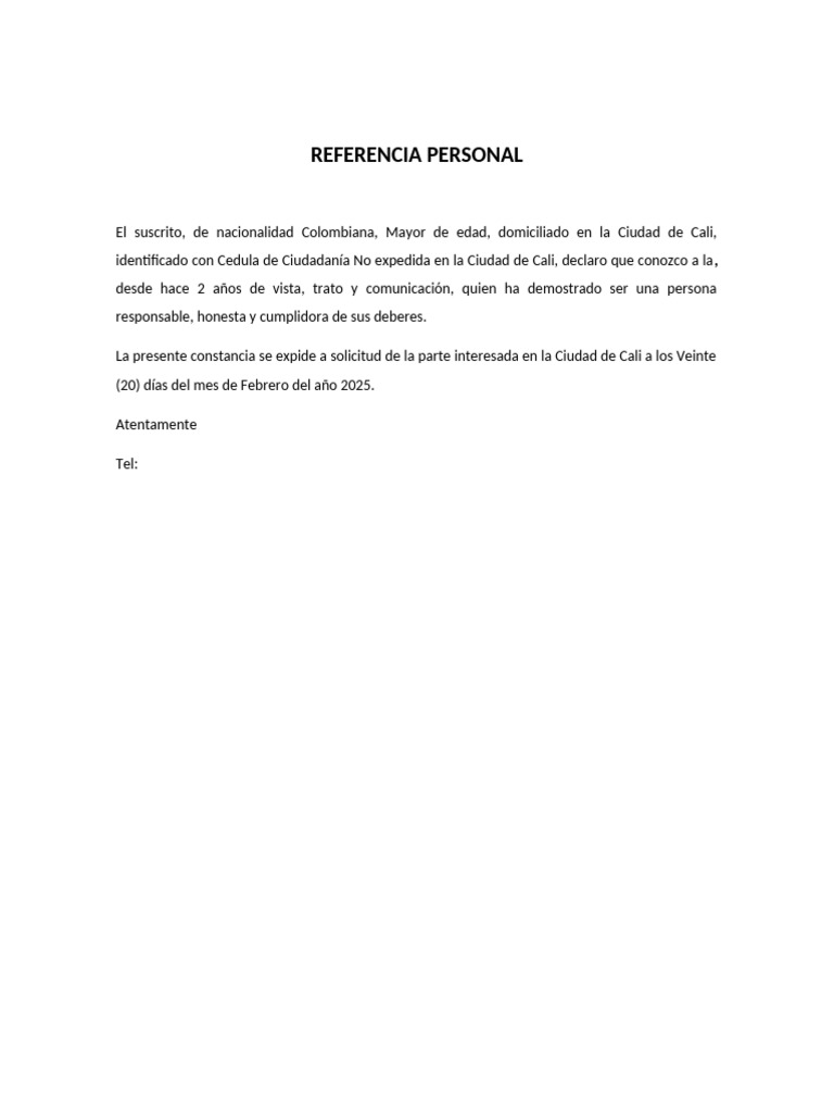 Constancia de Referencia Personal | PDF