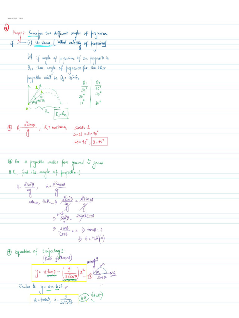 Projectile Motion and Related Question | PDF